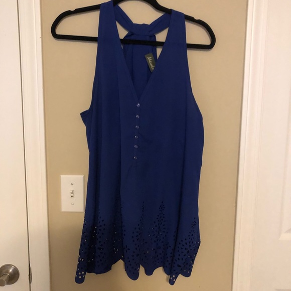 Maude | Tops | Maude Blue Laser Cut Tank | Poshmark